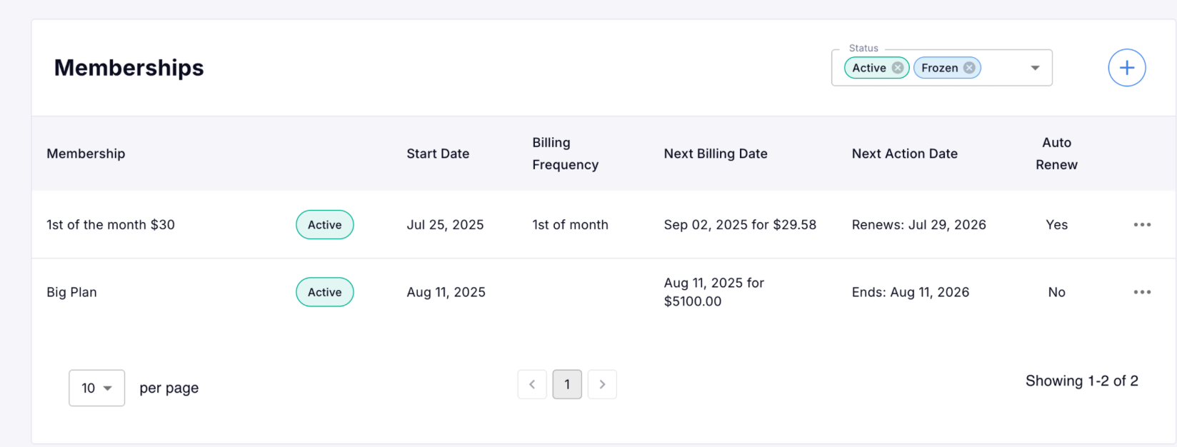How do we use the Membership Table on the Memberships & Payments screen ...